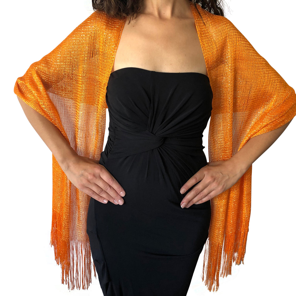 Orange Shimmer Shawl – Central Chic