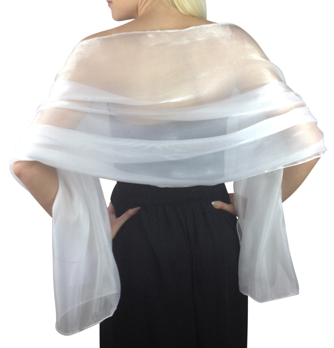 Silky Iridescent White Silky Wedding Wrap – Central Chic