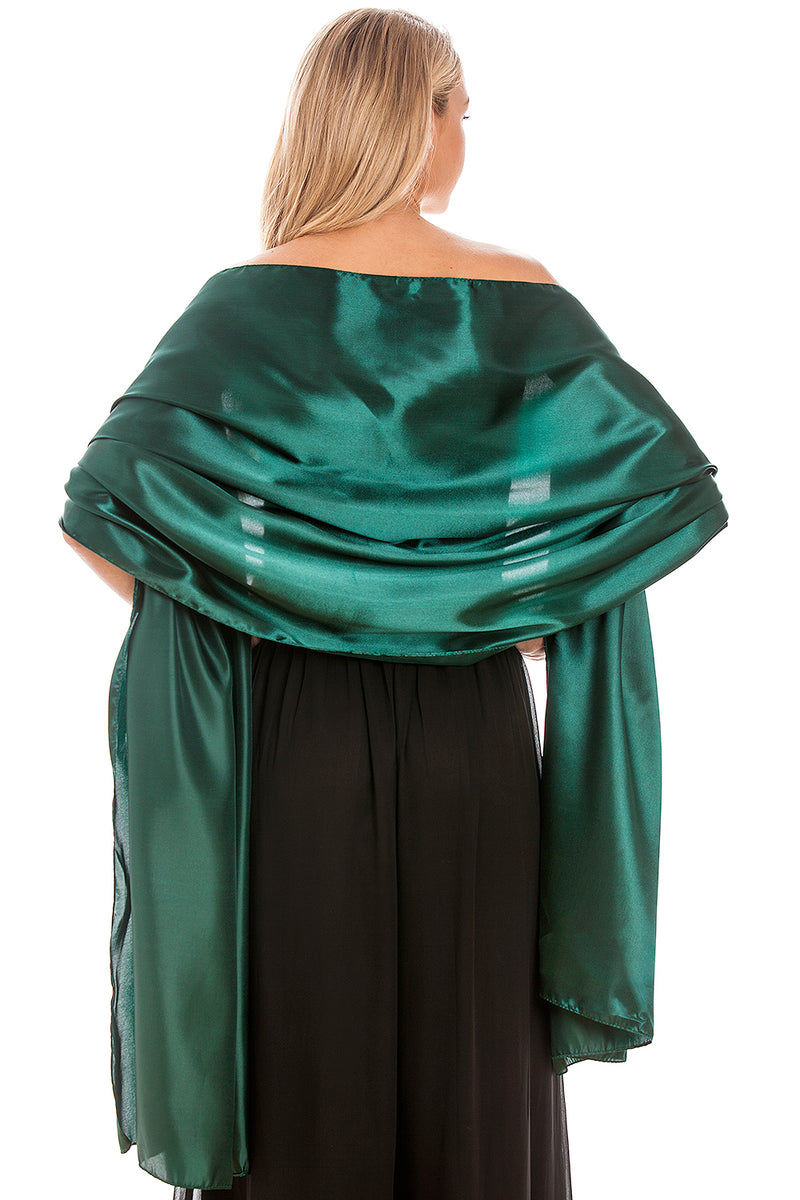 Emerald Green Satin Wedding Shawl Wrap Pashmina Scarf – Central Chic