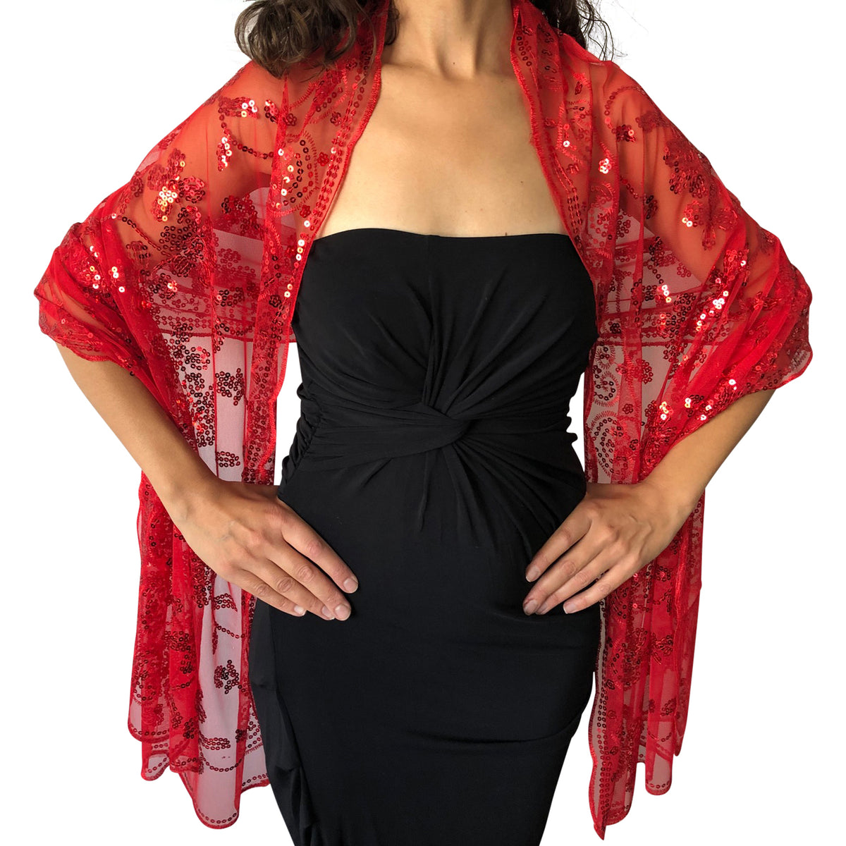 Red Sequin Shawl – Central Chic