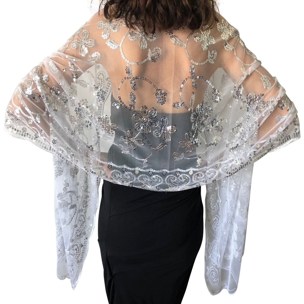 Silver Sequin Shawl Pashmina – Central Chic