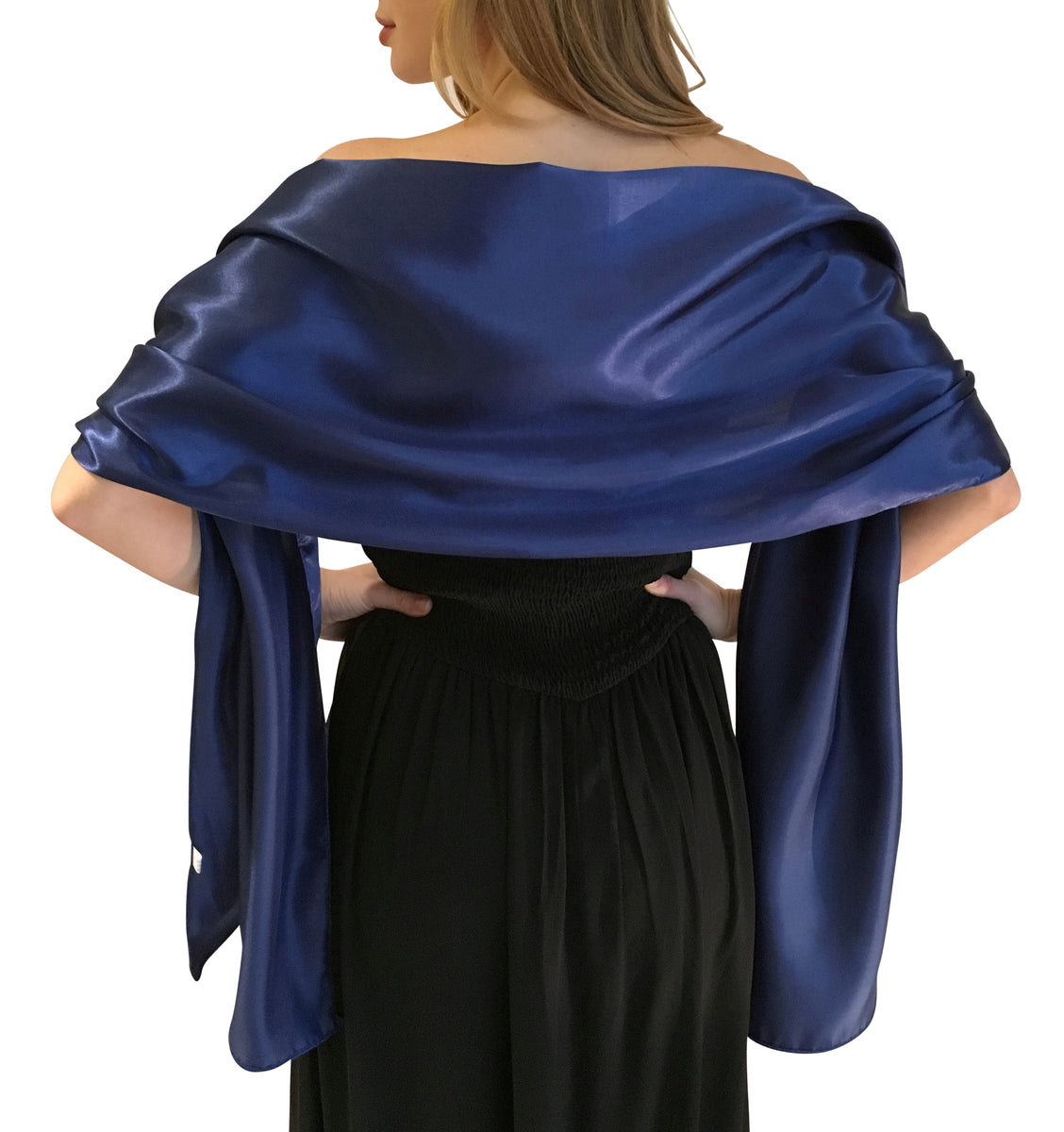 Navy Blue Satin Wedding Wrap – Central Chic